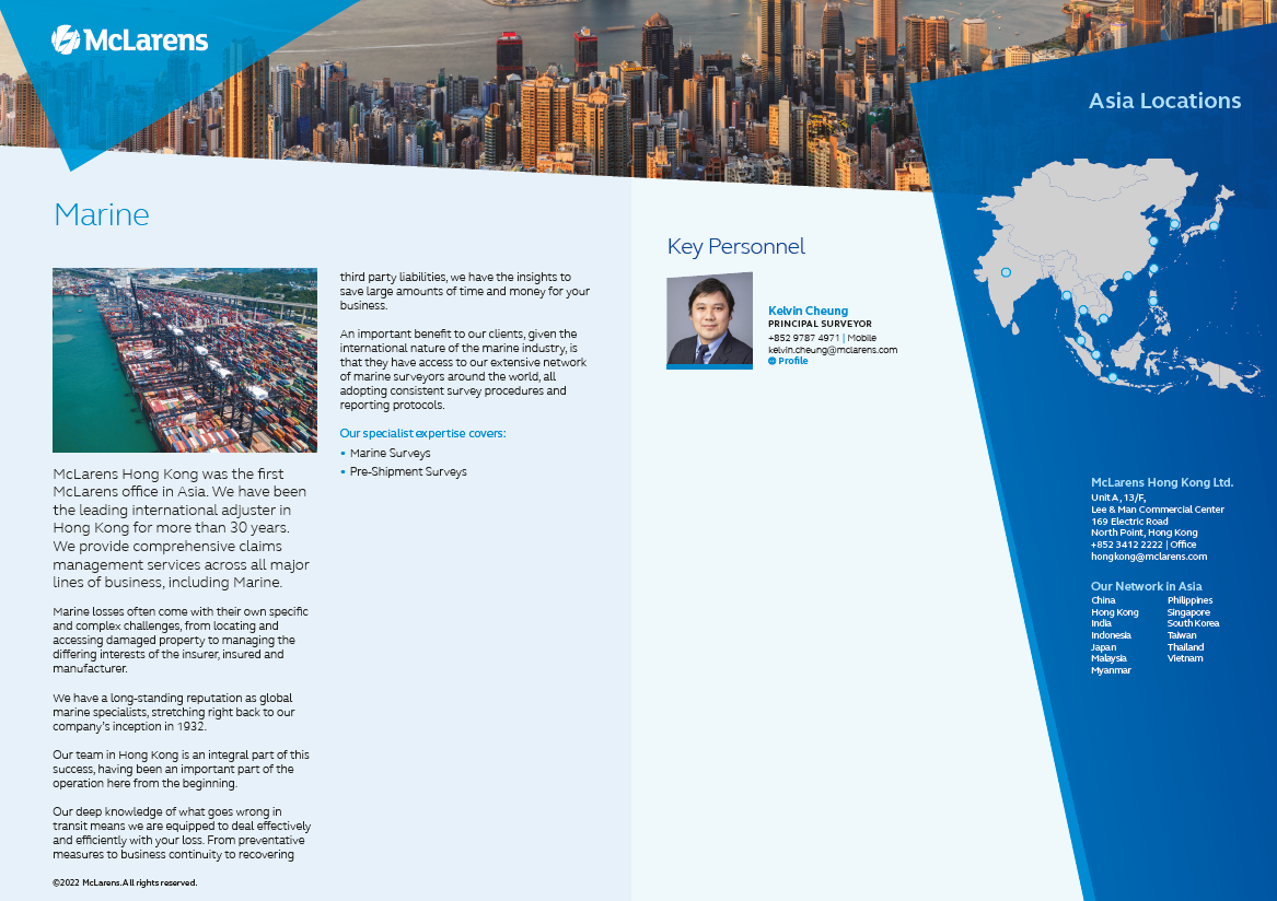 McLarens Hong Kong Marine Brochure - McLarens